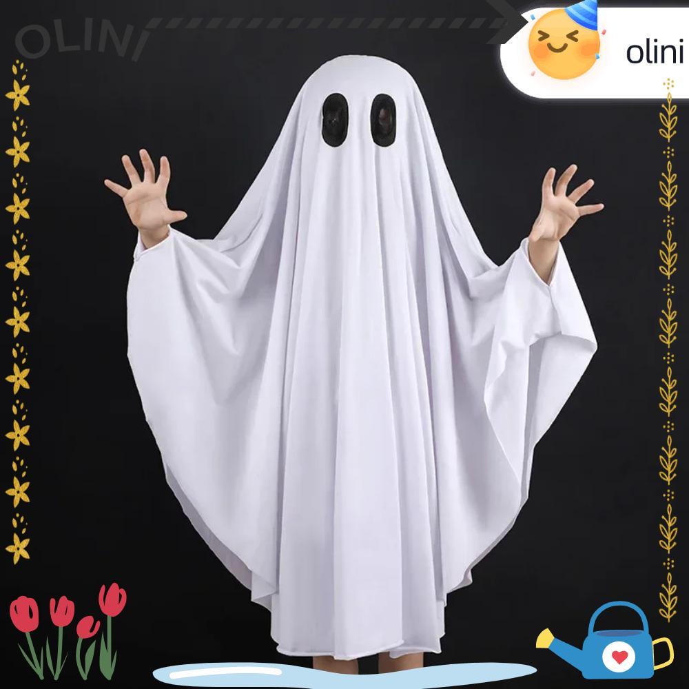 OLINI Halloween Ghost Costume - Scary White Spooky Cloak for Trick-or ...