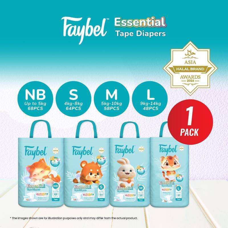 Faybel Baby Essestial TAPE Diaper- All Sizes (NB, S, M, L) | Shopee ...
