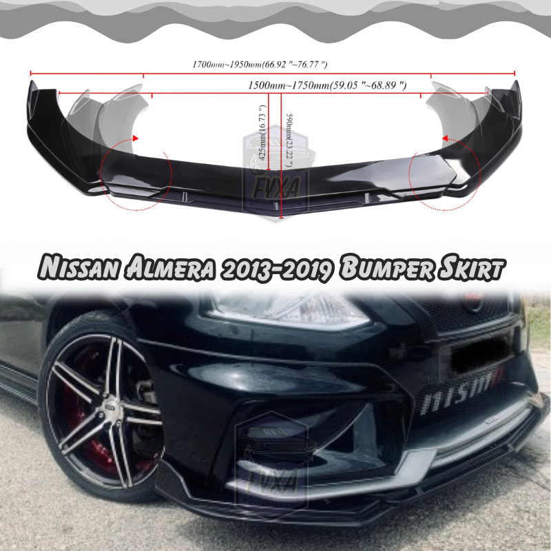 Nissan Almera Front Bumper Diffuser Lip Wrap Angle Splitters Spoiler ...