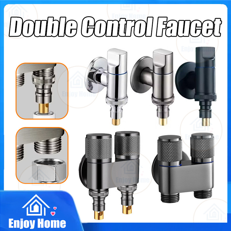 Double Control Faucet Buckle Dual Control Two Way Stop Angle Valve ...