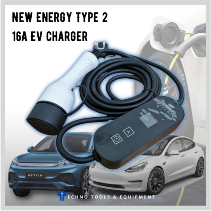 EV Car Charger Type 2 Portable Charger 3 pin plug 5/10 Meter UK Socket ...