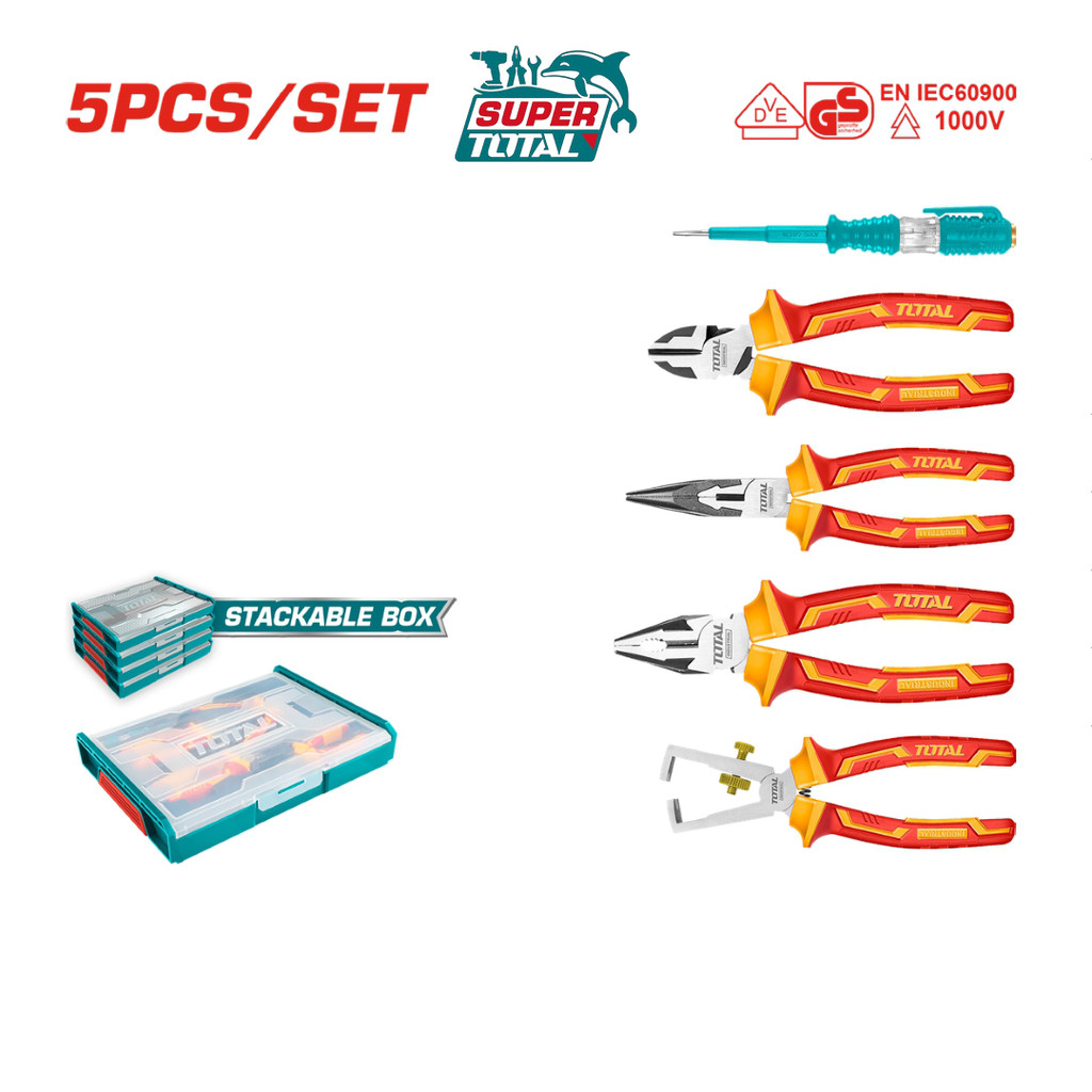 [ TOTAL ] (THKTV02P051) 5 Pcs Insulated Hand Tool Set | 1000V VDE ...