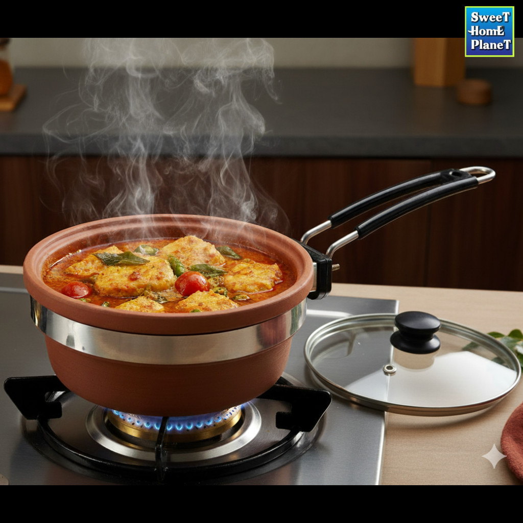 1.8L Curry Pot Traditional Terracotta Clay Pot Earthenware Cooking Pot ...