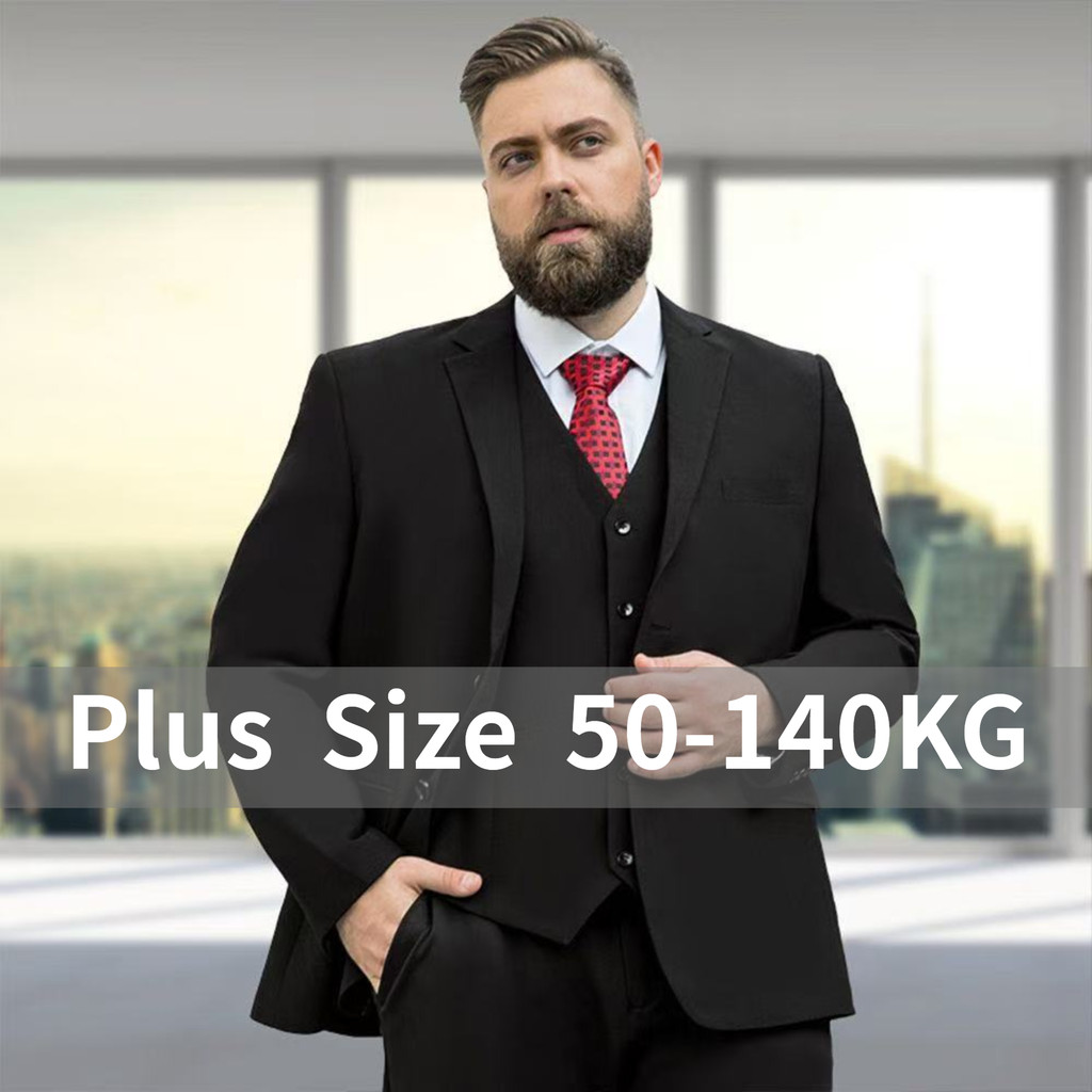 Oversize Men Solid Black Suit Jacket Big Size Business Blazer Coat for ...