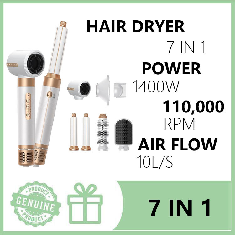 Hair Dryer 7 In 1 Handheld wired 1400W brushless high-speed belt ...