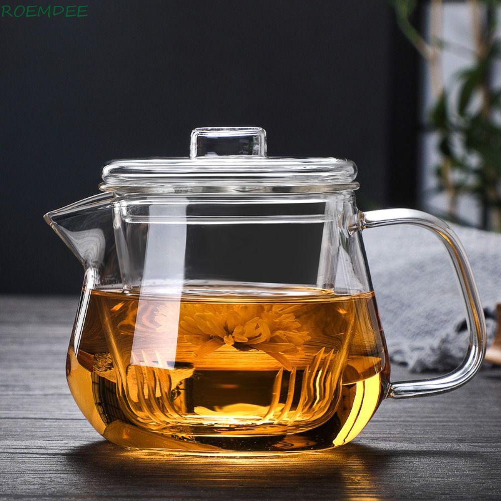 ROEMDEE Glass Tea Pot, Heat Resistant Transparent Tea Cup Set, Ceremony ...