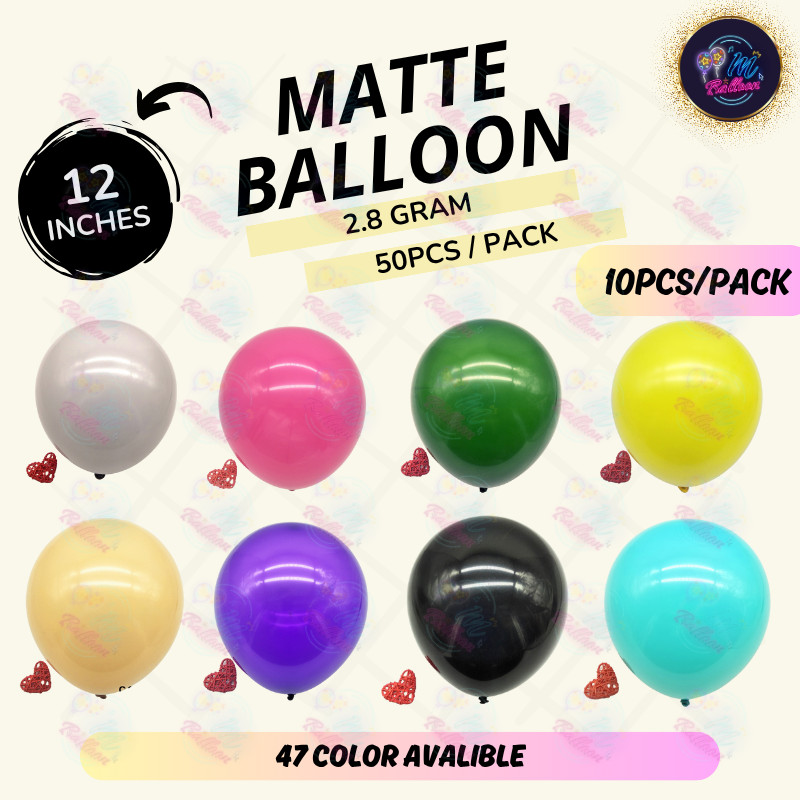 [10 Pcs] 12 Inches Matte Balloon Latex Balloon Birthday Decor Color ...