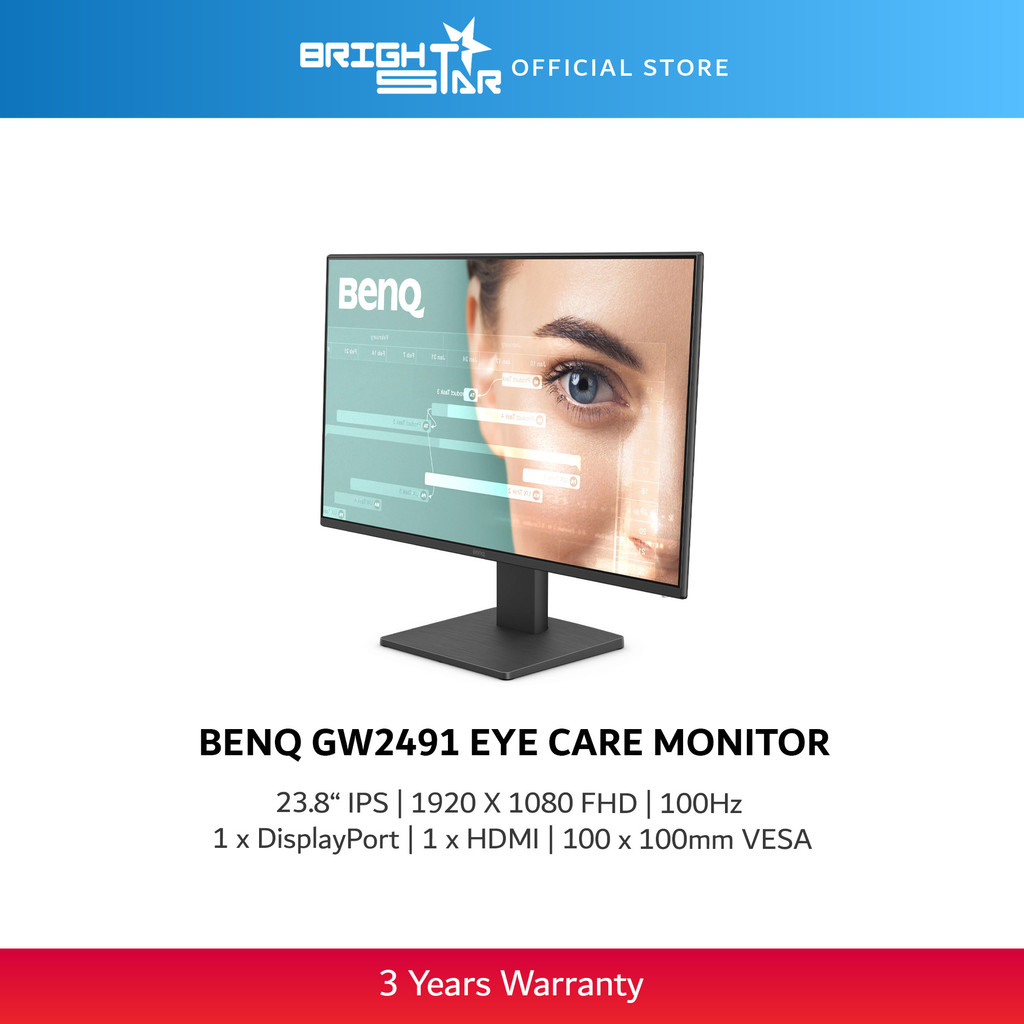 BENQ GW2491 23.8" FHD 100Hz IPS Eye-Care Monitor | Shopee Malaysia