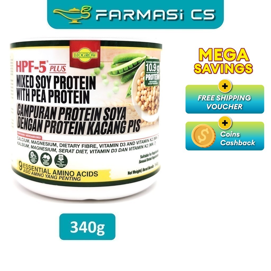 Biogrow HPF-5 Plus Mixed Soy & Pea Protein With Fiber 340g EXP:11/2027 ...