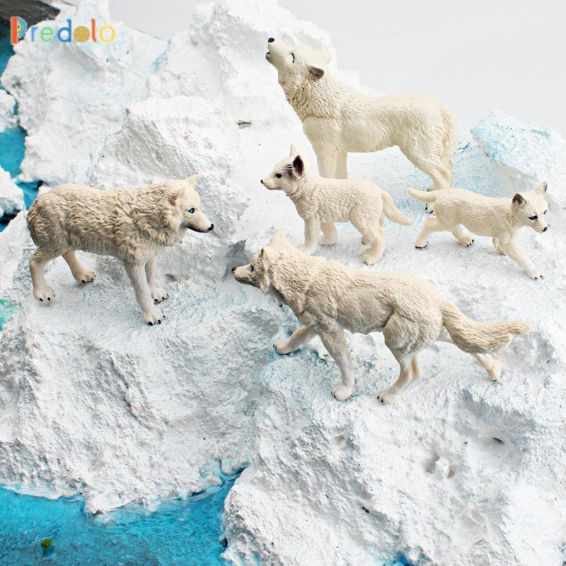 predolo 5 Pieces of Wolf Toy Figurines Statue of Fauna Ages 3+ Boys ...