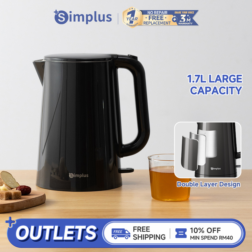 Simplus 1.7L Electric Kettle | 1500W Fast Heating | 304 Stainless Steel ...