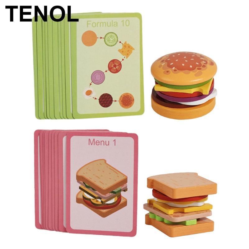 [TENOL] Wooden Sandwich Stacking Toy Preschool Educational Game ...