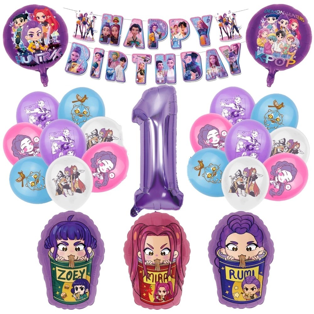 Kpop Demon Hunters Party Decoration Number 1-9 Balloon Baby Shower ...