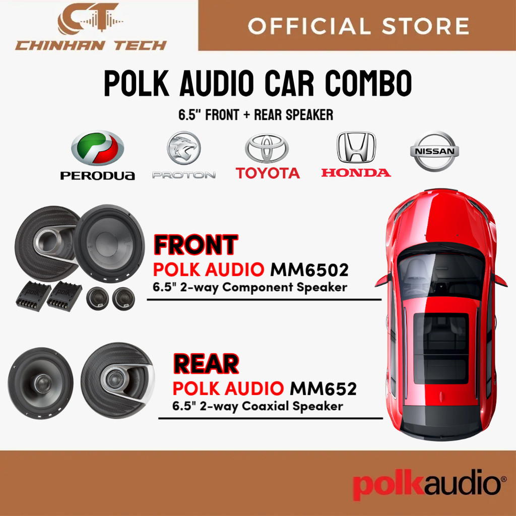 Polk Audio MM Series Combo Front + Rear for Perodua Proton Toyota Honda ...
