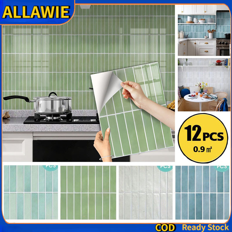 3D Ceramic Tile Wall Decals Waterproof Peel-and-Stick Backdrop Wall ...