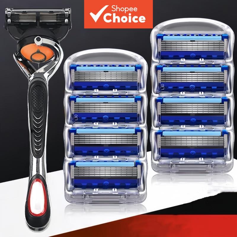 New Men's Shaver, 5-Layer Stainless Steel Blades, 1 Handle And 8 Blades ...