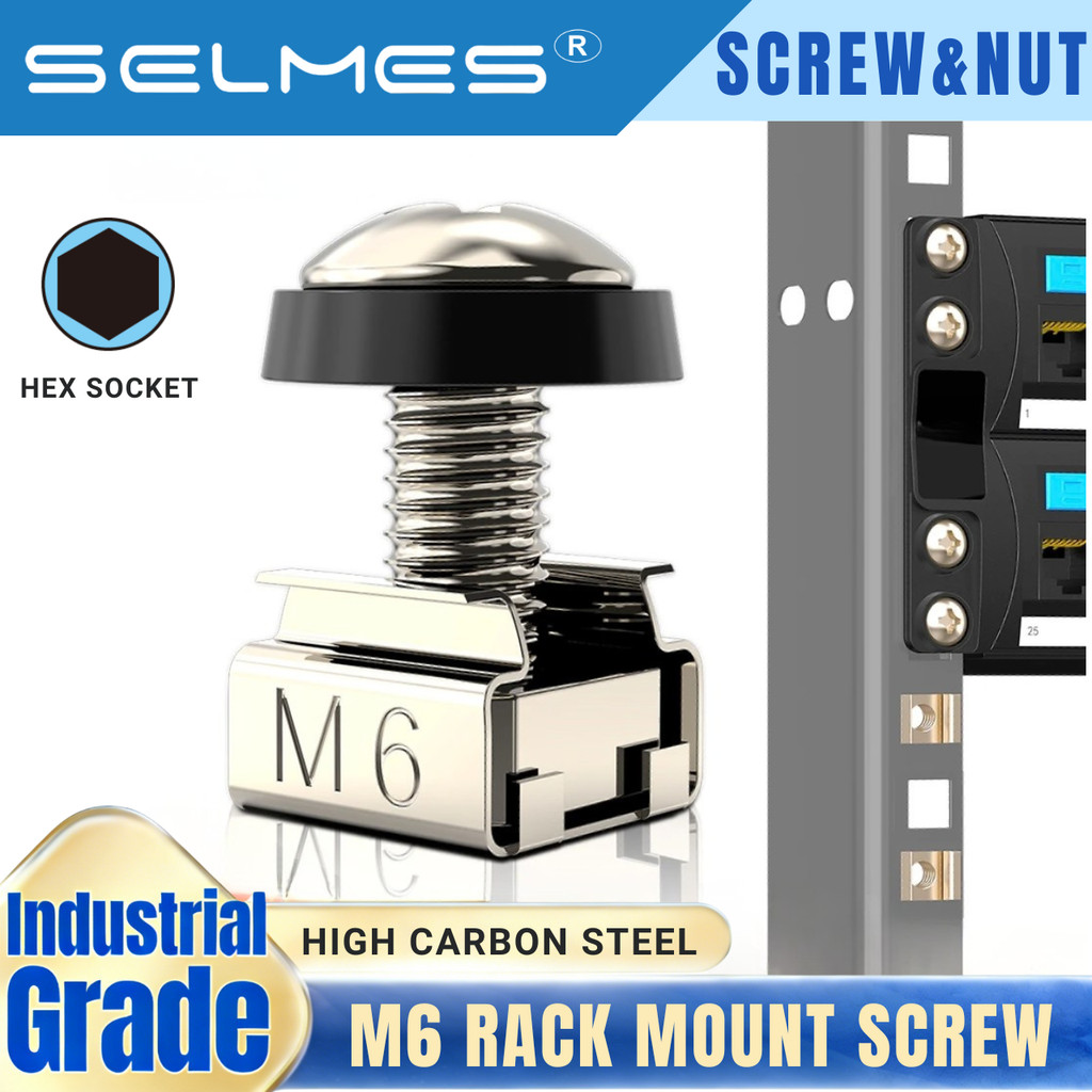 SELMES M6 x16mm Rack Mount Cage Nuts, Hex Screw Washers For Rack Mount ...