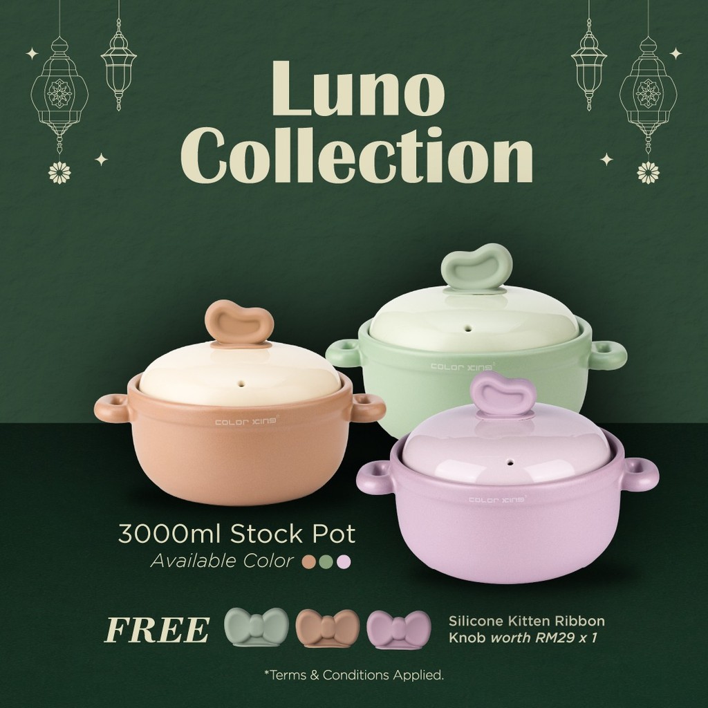 Color King Luno 100% Ceramic Stock Pot 3000ml/ Ceramic Cookware ...