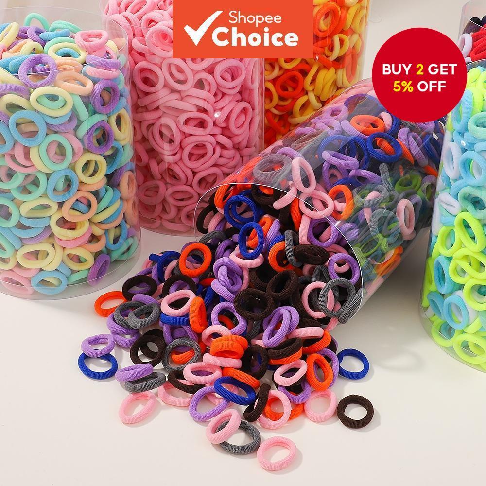 100Pcs Colorful Hair Bands For Girls Soft No Tangle Ponytail Holders ...