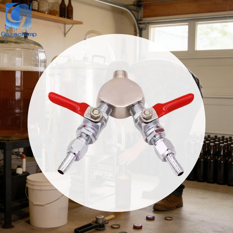 Gazechimp 2 Way CO2 Splitter with 516 Inch Shut Off Valve Beer Gas ...