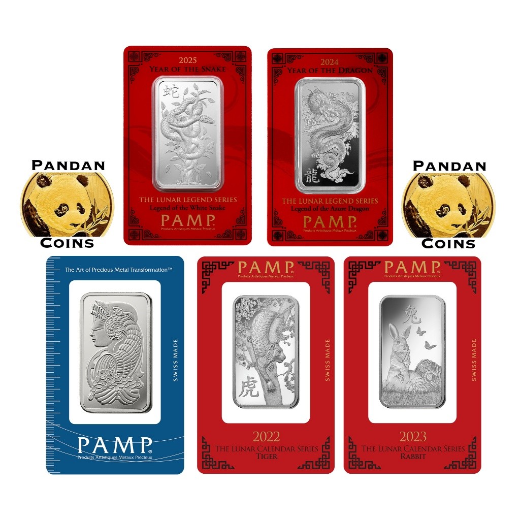 TT9 Pamp Suisse 999 Silver Bar 1oz, Lady Fortuna / Lunar Snake / Dragon ...