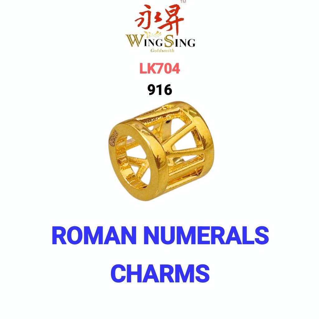 Wing Sing 916 5G Loket Roman 916 Numerals Gold Pendant 916 罗马数字916黄金吊坠 ...