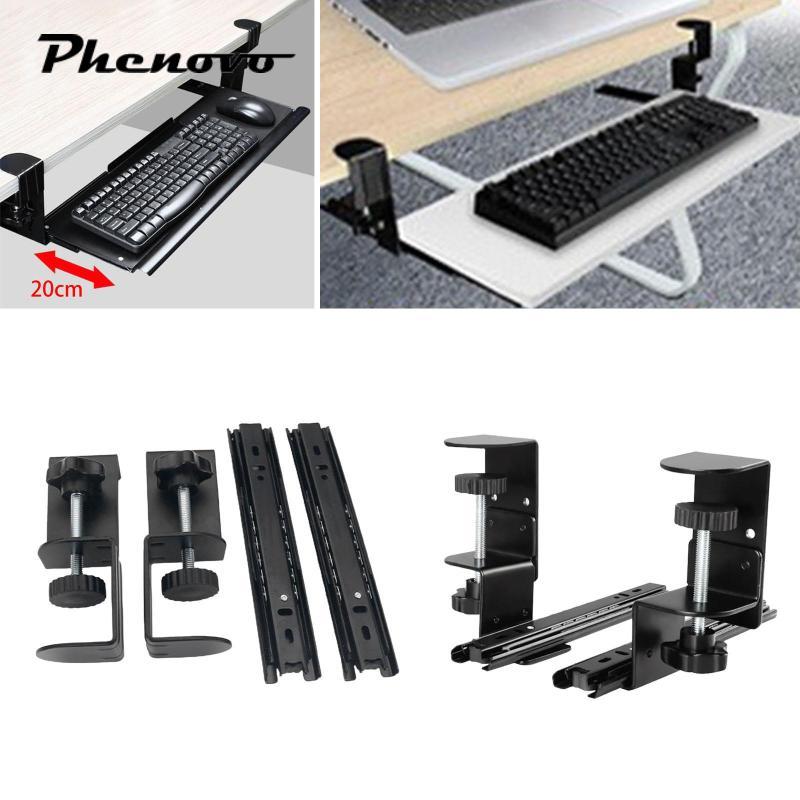 [Phenovo] Keyboard Clamp Rail Set Slide Out Rail Under Desk Keyboard ...