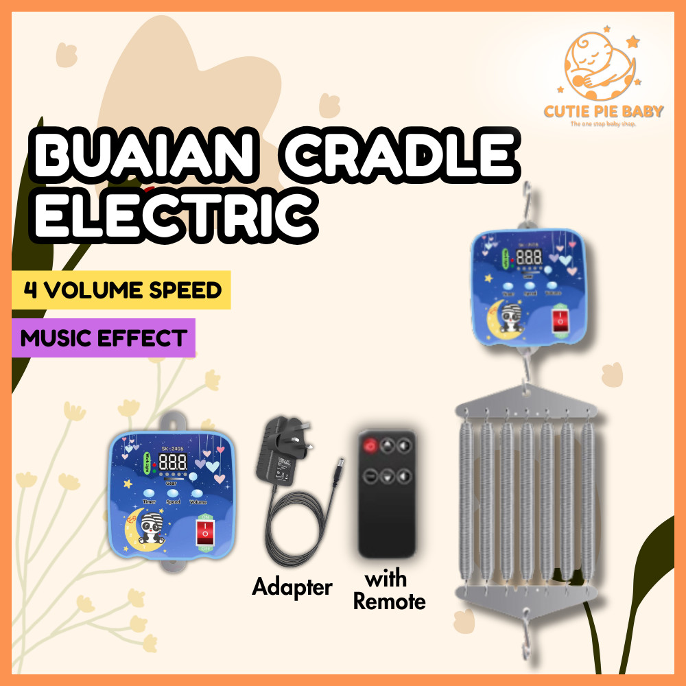 WPO Baby Electric Baby Cradle With Music Timer Buai Bayi Elektrik ...