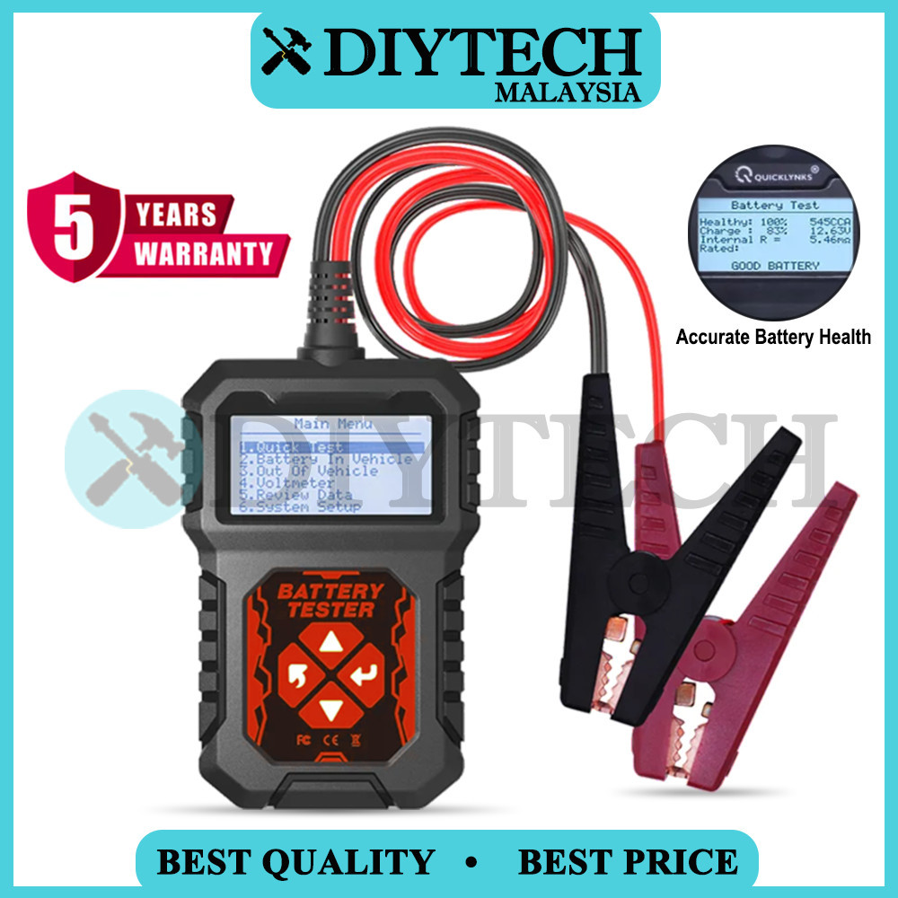 DIYTECH Car Battery Tester 12V DC Charger Tester Cranking System Test ...