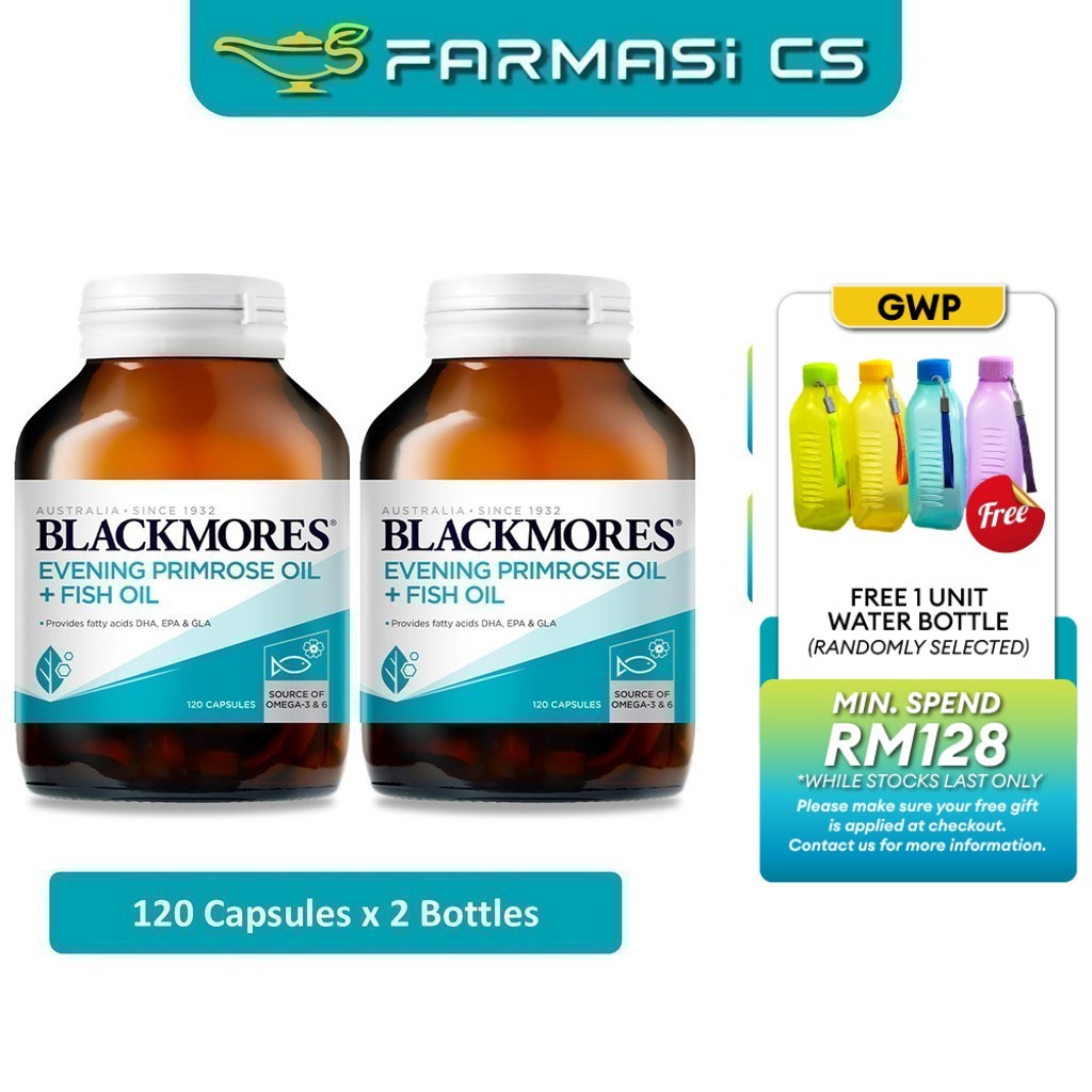 BLACKMORES EPO Evening Primrose Oil + Fish Oil 120 capsules x 2 bottles ...