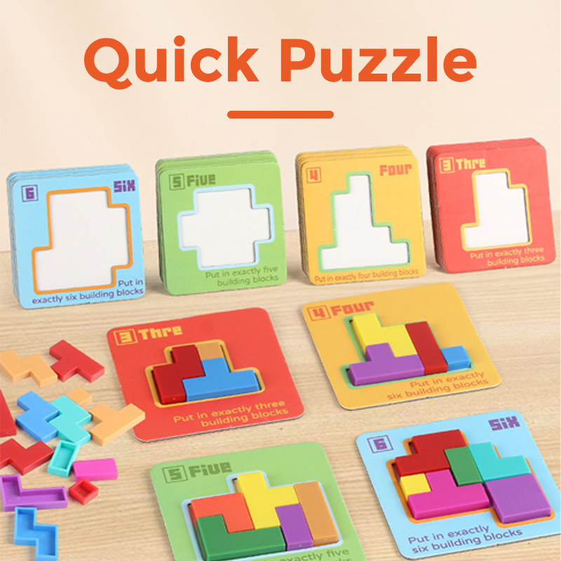 Tetris Jigsaw Puzzle Educational Logical Tetris Puzzle Wooden Blocks ...