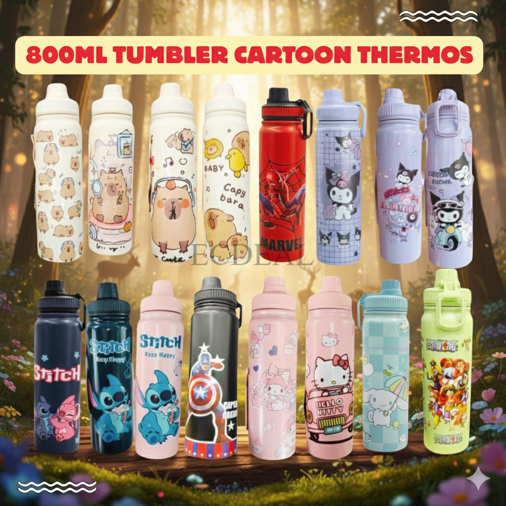 800ml Kartun Termos Botol Stainless Steel Thermos Vacuum Tumbler Flask ...