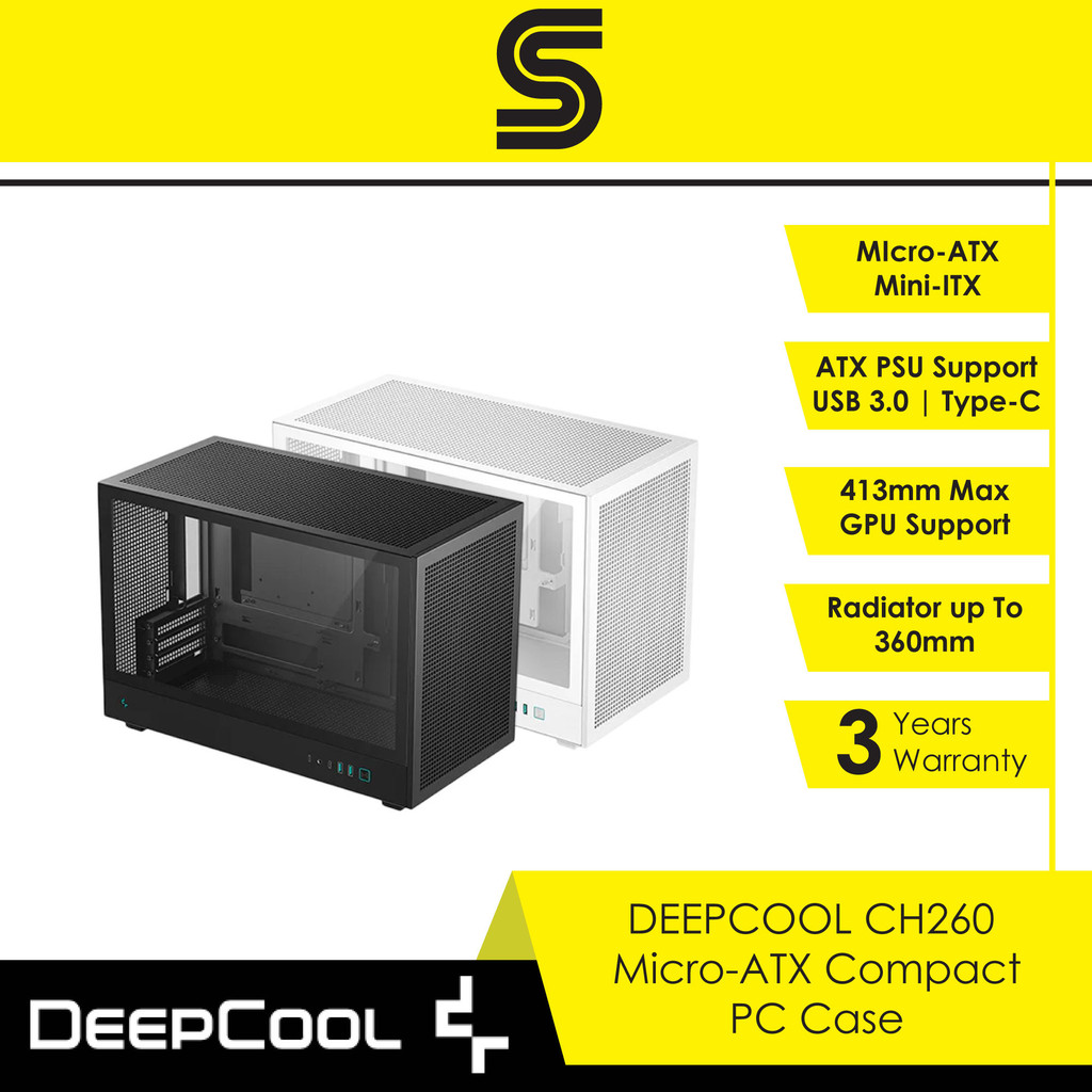 DEEPCOOL CH260 High Airflow Micro-ATX PC Case - Black/White | Shopee ...