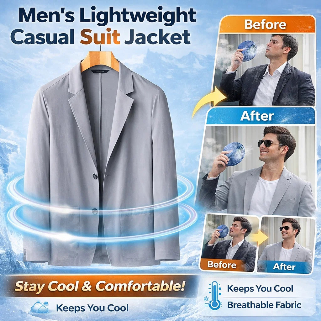 【Lightweight and wrinkle resistant】Men's Lightweight Casual Suit Jacket ...