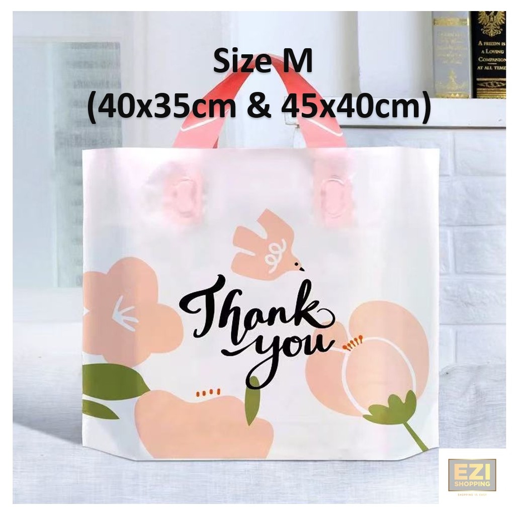 (+50pcs)Premium Goodies Bag (M size-40x35cm & 45x40cm) Shopping Plastic ...