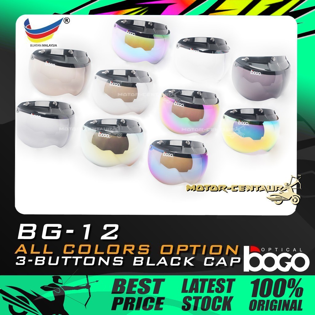 BOGO BG-12/BG12 VISION PRO SHAPE VISOR SMOKE, CLEAR,TINTED,GREY,RAINBOW ...