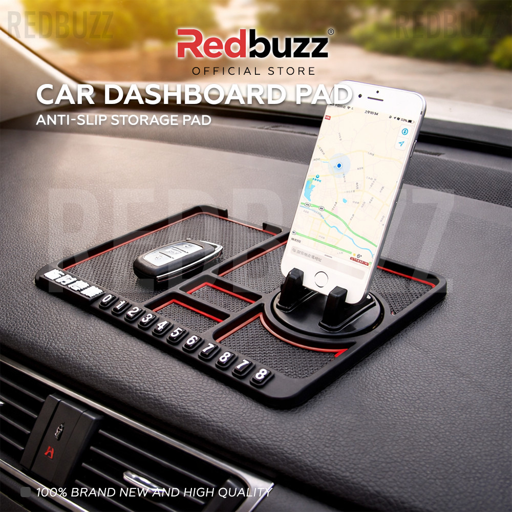 REDBUZZ Silicone Car Dashboard Mat Pad Phone Holder Non Slip Anti-Slip ...