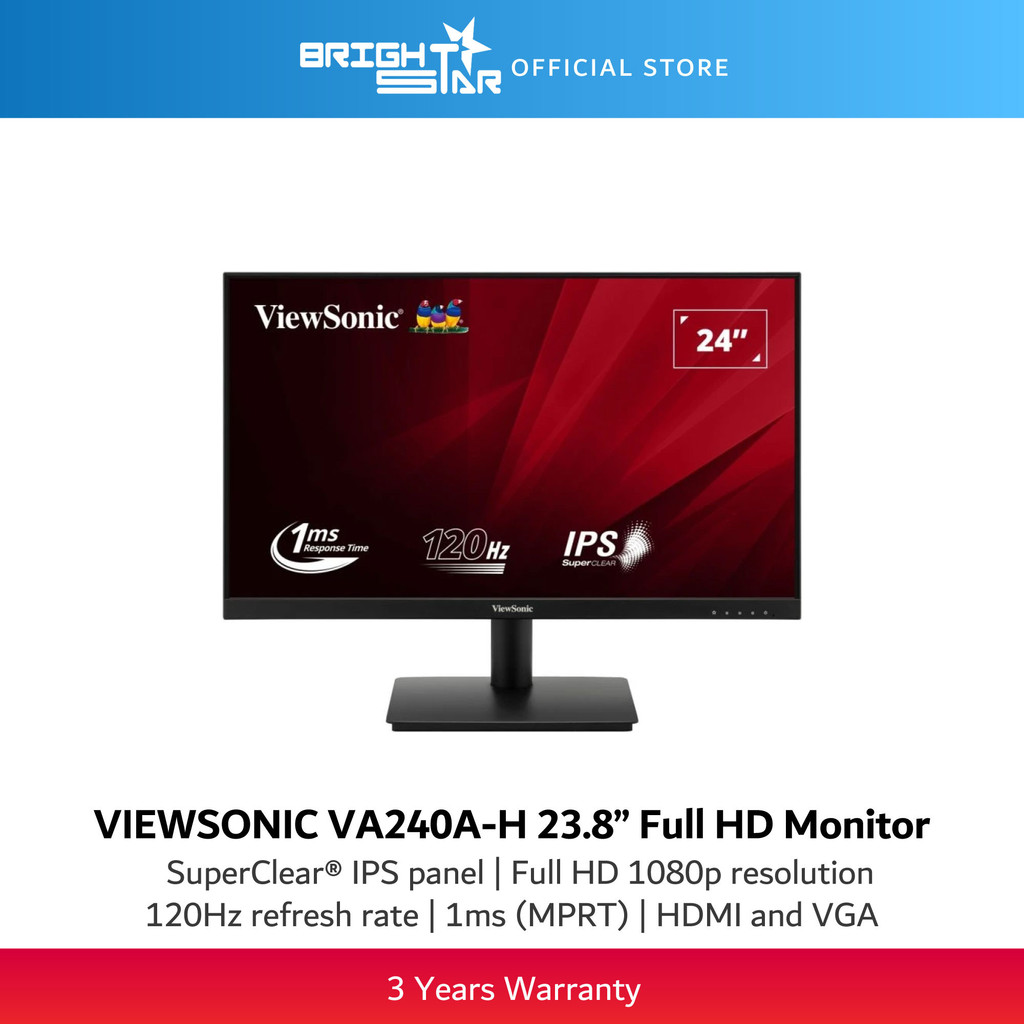 VIEWSONIC VA240A-H 23.8" Full HD IPS Monitor - 120Hz/1ms MPRT/HDMI/VGA ...