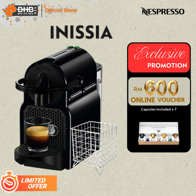 Nespresso D40-ME-BK-NE4 Inissia Coffee Machine Ruby Black [FREE Capsule ...