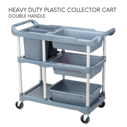 Double Handle 3 Plus 2 Plastic Collector Cart Food Court Cleaning ...