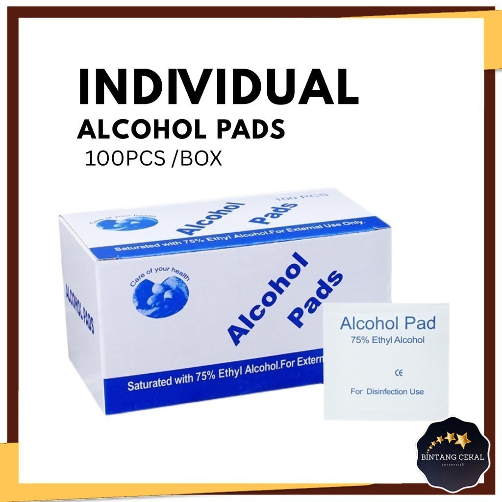 BC 100pcs/Box Alcohol Swabs Pads Skin Cleaning Sterilization 75% Ethyl ...