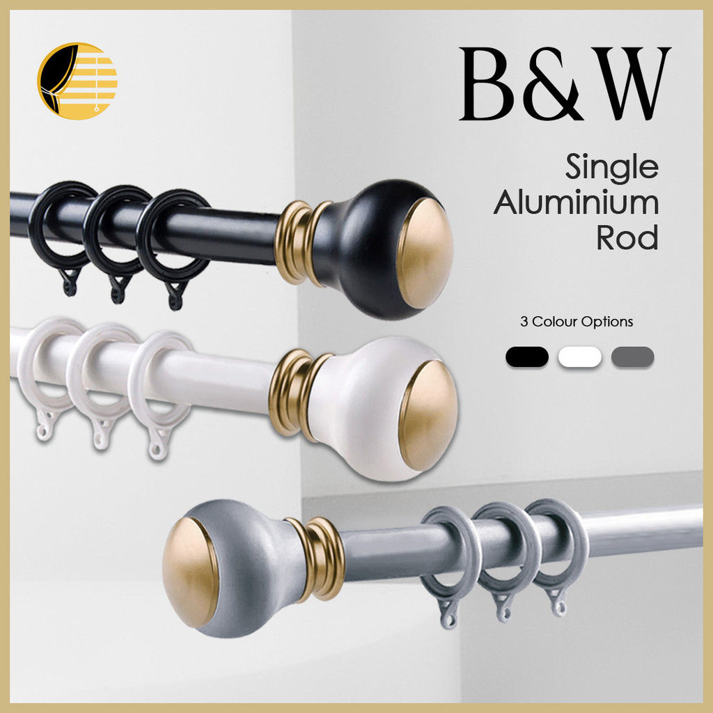 LANGSIR RUMAH B&W SINGLE Aluminium Curtain Rod/ Kayu Langsir Aluminium ...