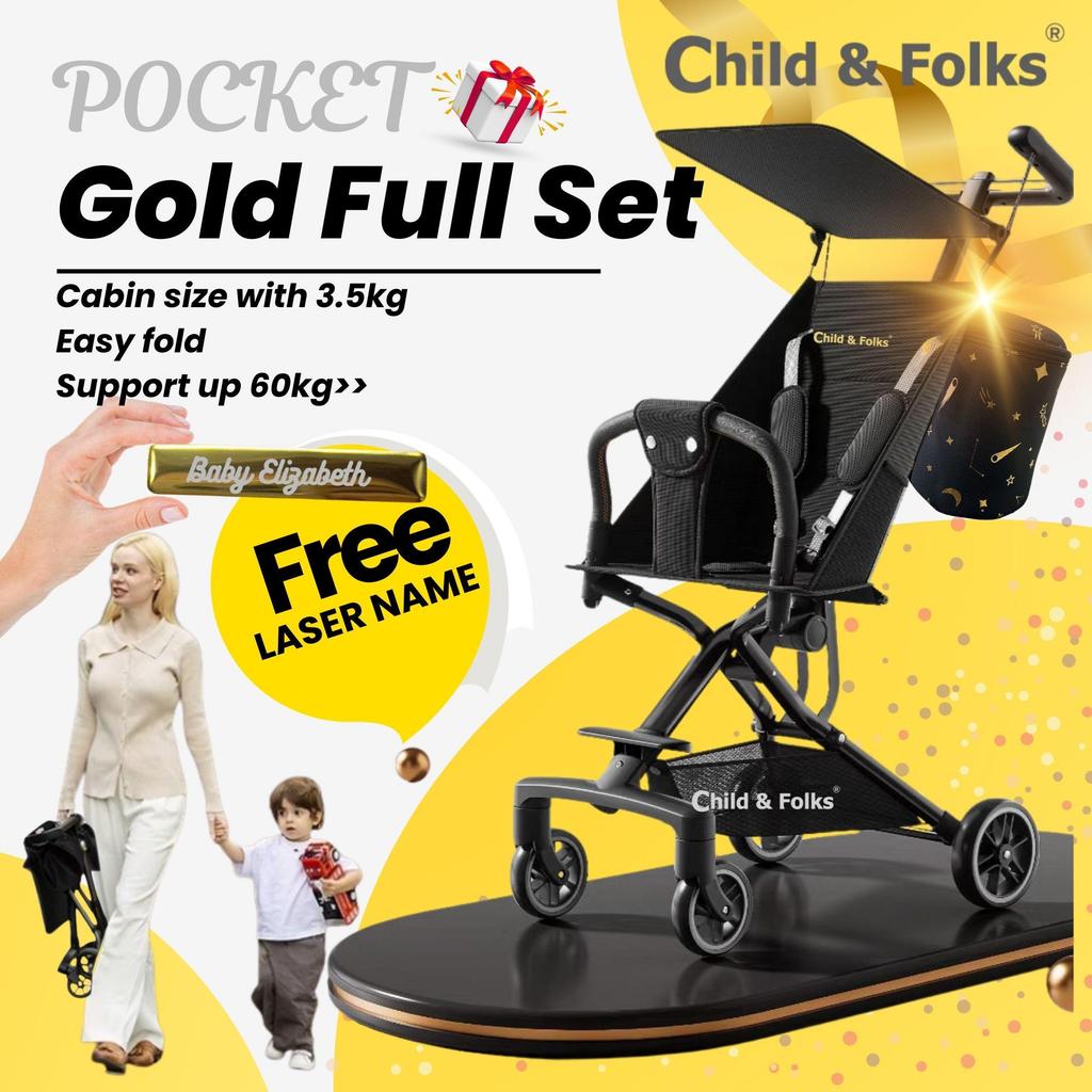 【Pocket】Child & Folks Stroller Baby 2.9kg Max 60kg Foldable boarding ...