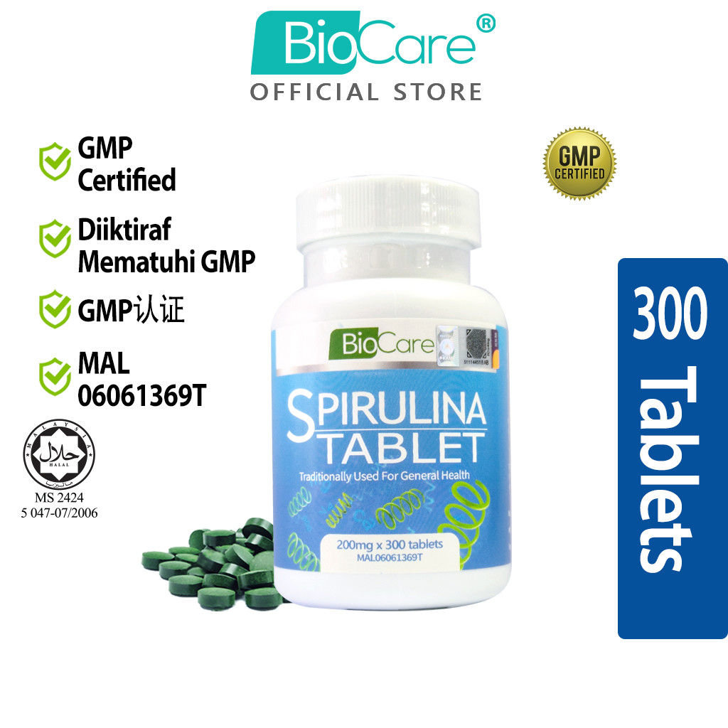 Biocare Spirulina Tablet (200mg x 300 Tablets) /螺旋藻 | Shopee Malaysia