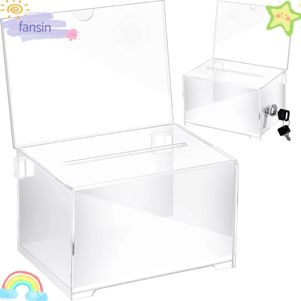 FANSIN Donation Box, Acrylic Transparent Ballot Box, with Locks Coin ...
