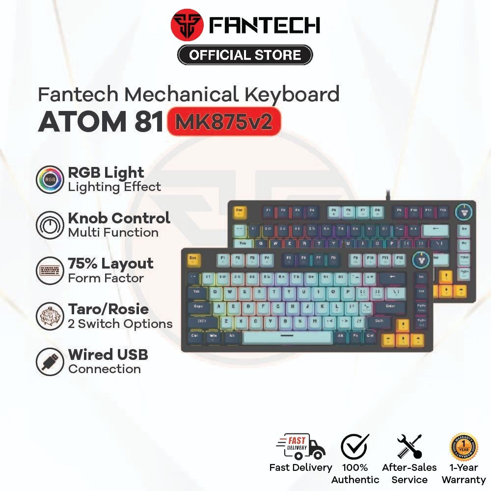 Fantech Atom 81 MK875v2 Wired Mechanical Keyboard | Hot-Swappable | 75% ...