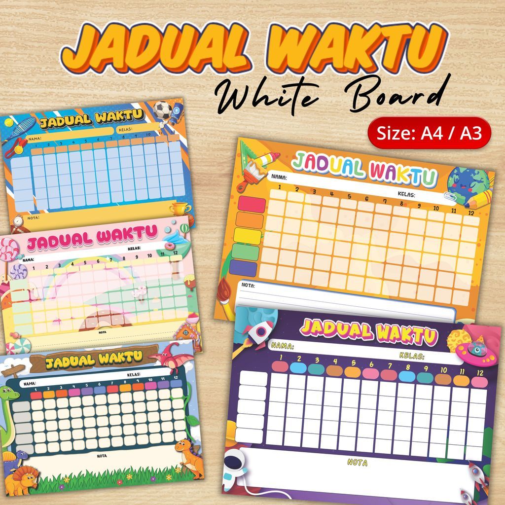 Jadual waktu white board papan tulis boleh padam timetable whiteboard ...