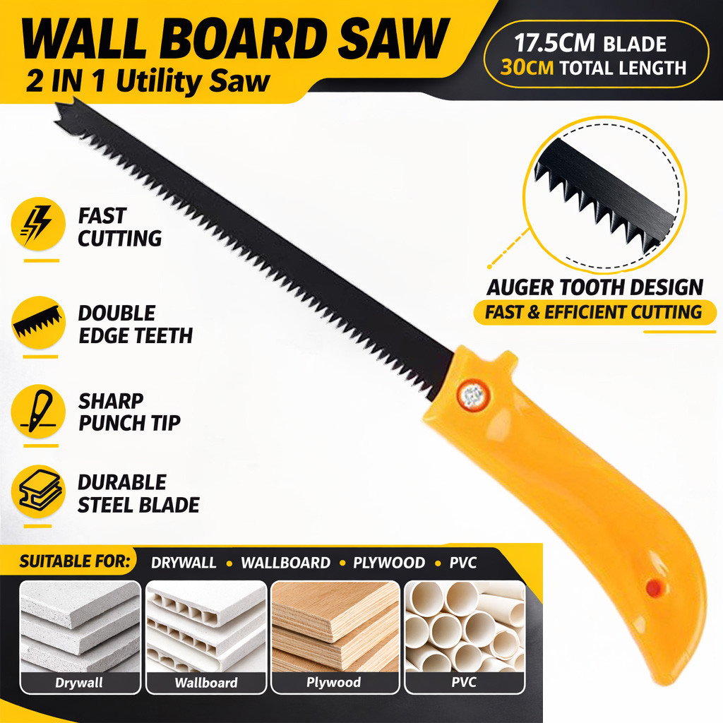 Wall Board Saw | 2 In 1 Auger and Utility Saw | Drywall Gypsum Ceiling ...