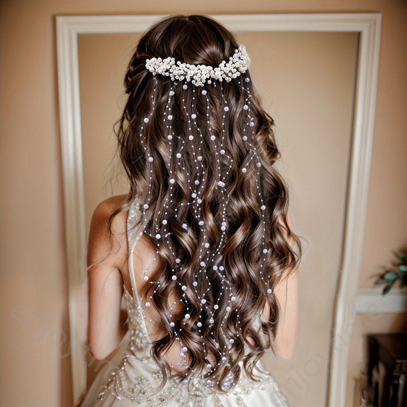 Elegant Faux Pearl Hair Comb Tassel Hair Band Exquisite Bead Tassel ...
