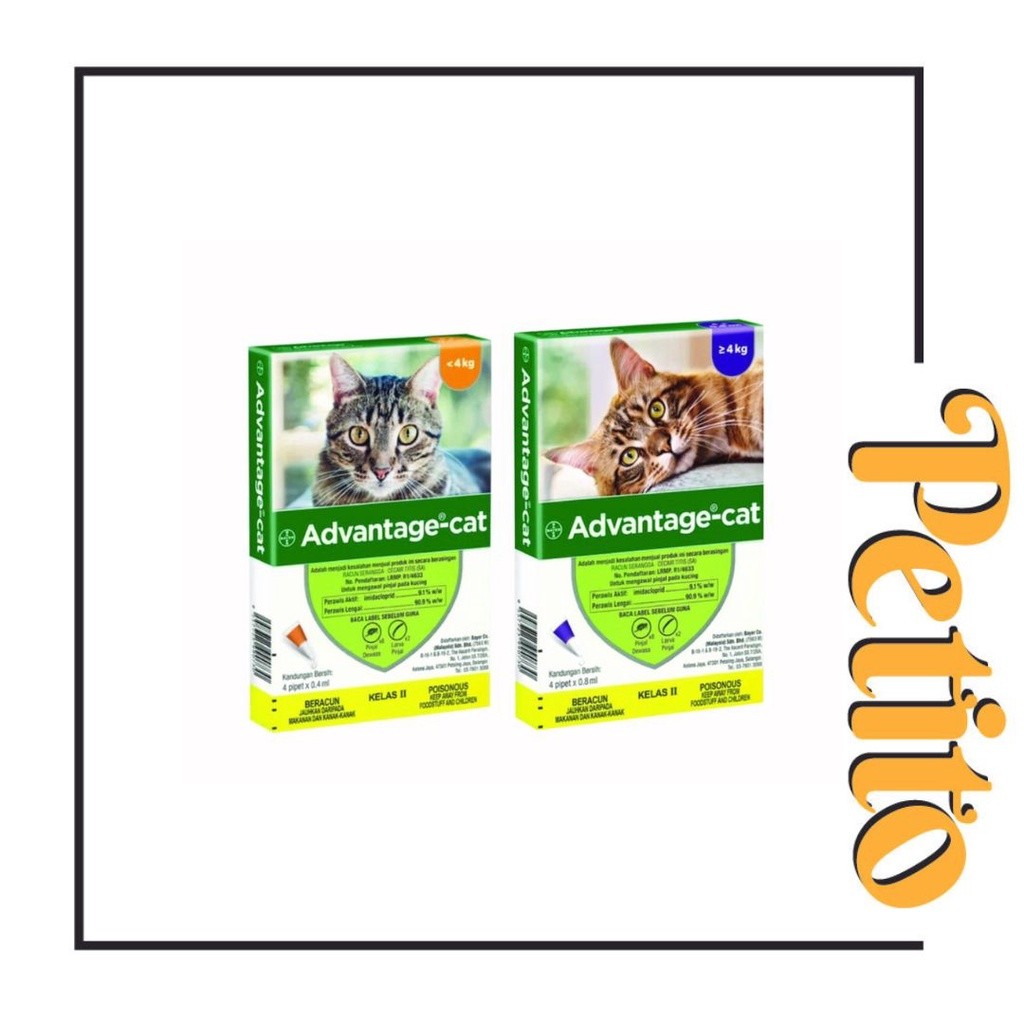 Bayer Advantage Cat Spot On / 0.4ml x 4 pipet / 0.8ml x 4 pipet ...